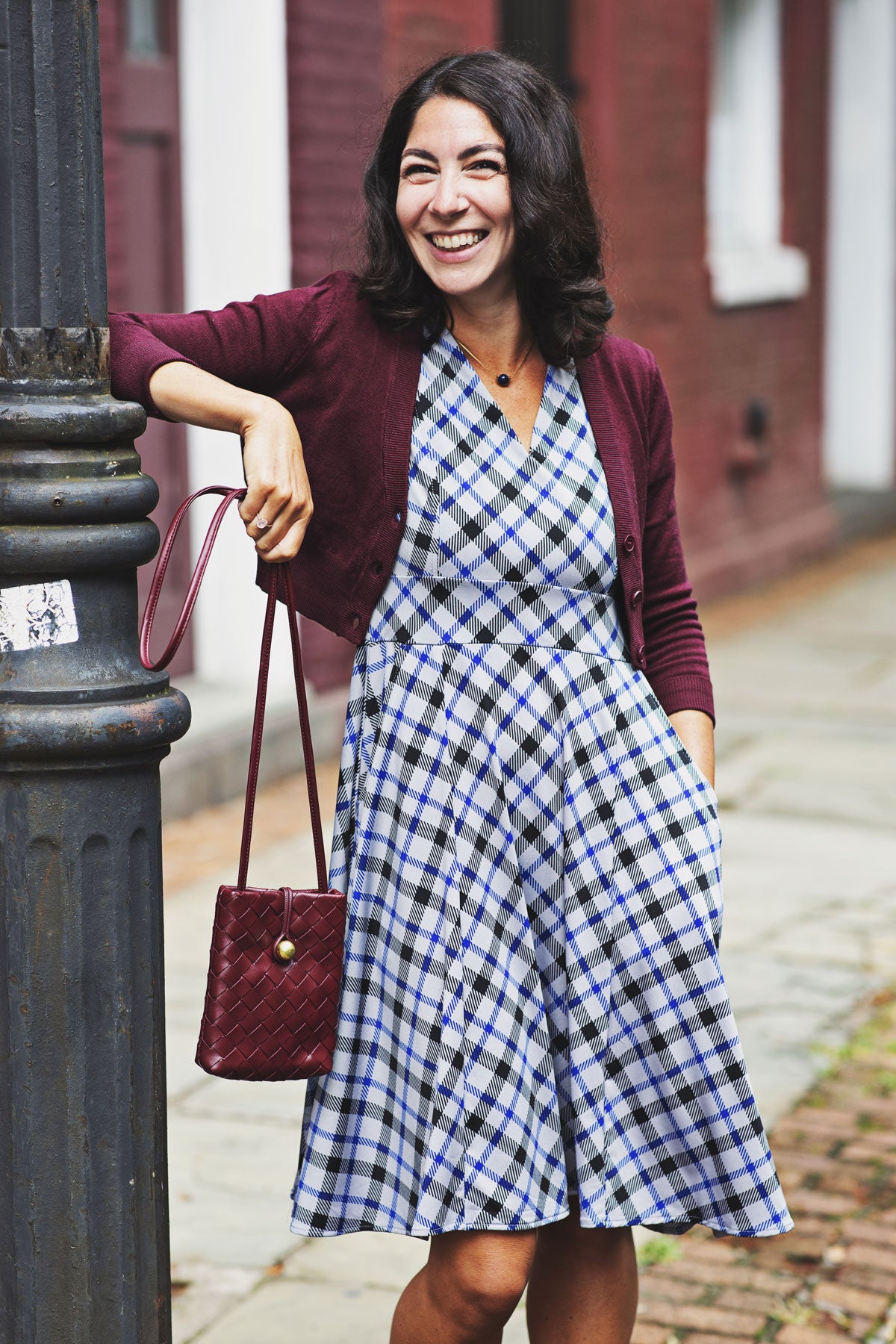 Cece Dress - Navy & Gray Plaid – karina dresses