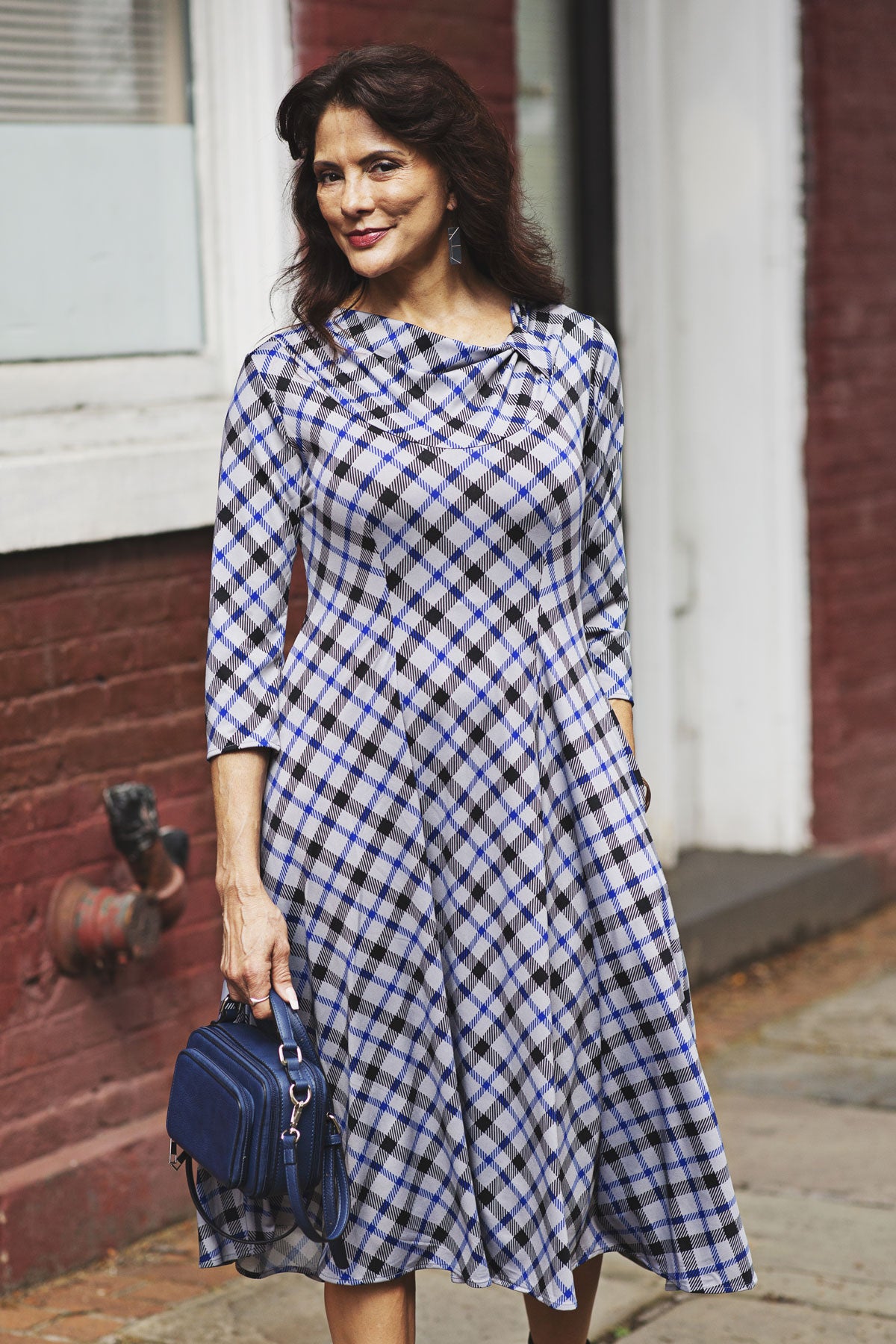 Claire Dress - Navy & Gray Plaid [FINAL SALE] – karina dresses